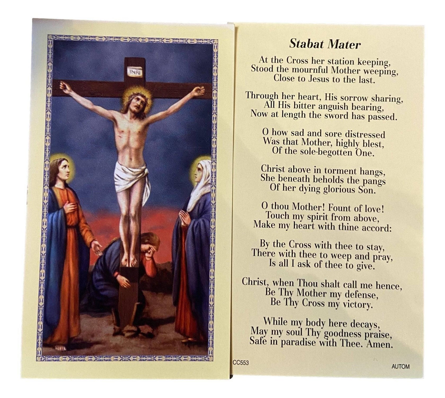 Prayer Card Stabat Mater At The Cross Her Station Keeping No Laminated ...